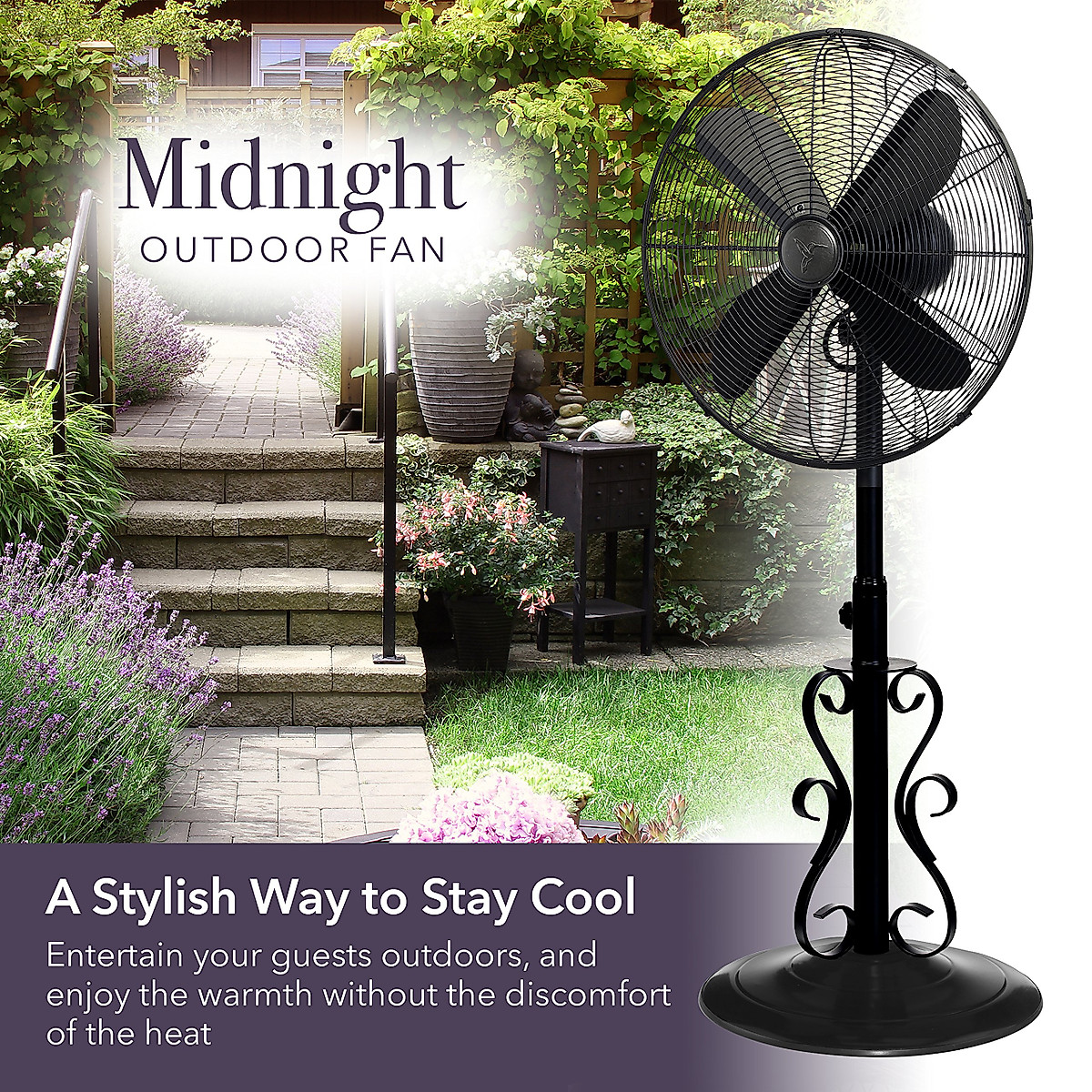 DecoBREEZE Pedestal Standing Fan, 3 Speed Oscillating Fan with Adjustable Height, Ebony, Antique Fan, 18 inches