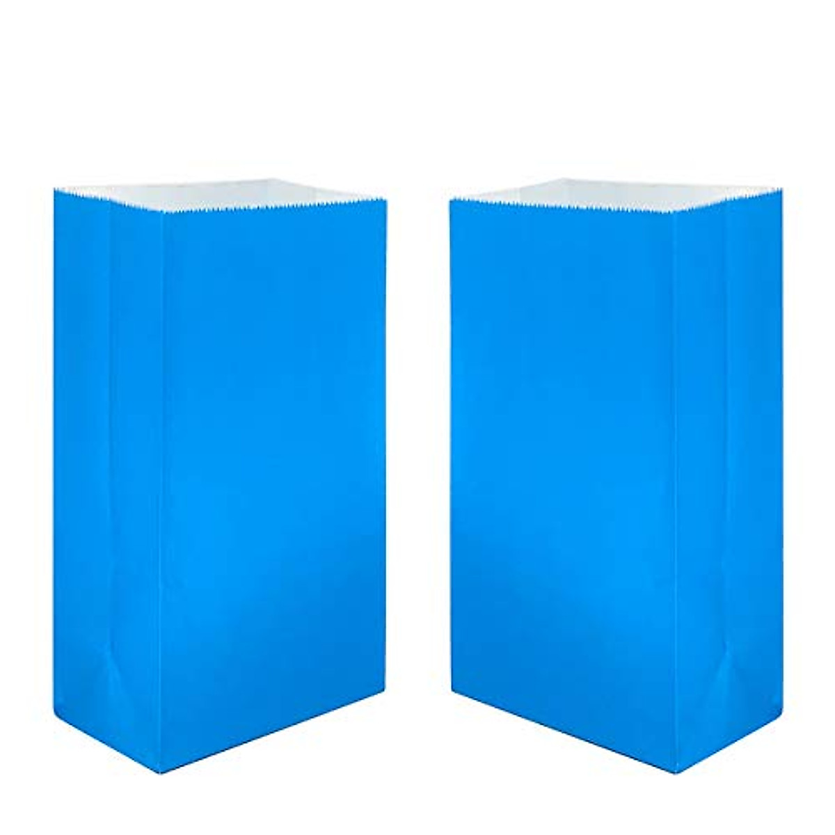 Party Favor Bag 50 pcs Food Safe Paper and Ink, Natural (Biodegradable), Vivid Colored Self-Stand Buffet Bags, Bottom Square Paper Treat Bag. with 60 pcs Stickers 1.5 inch. (Blue)…