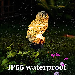 XURLEQ Garden Solar Light Outdoor Decor, Resin Owl Solar LED Light with Stake, Animal Waterproof Light for Flower Fence Lawn Passage Walkway Courtyard Party Decoration, Owl