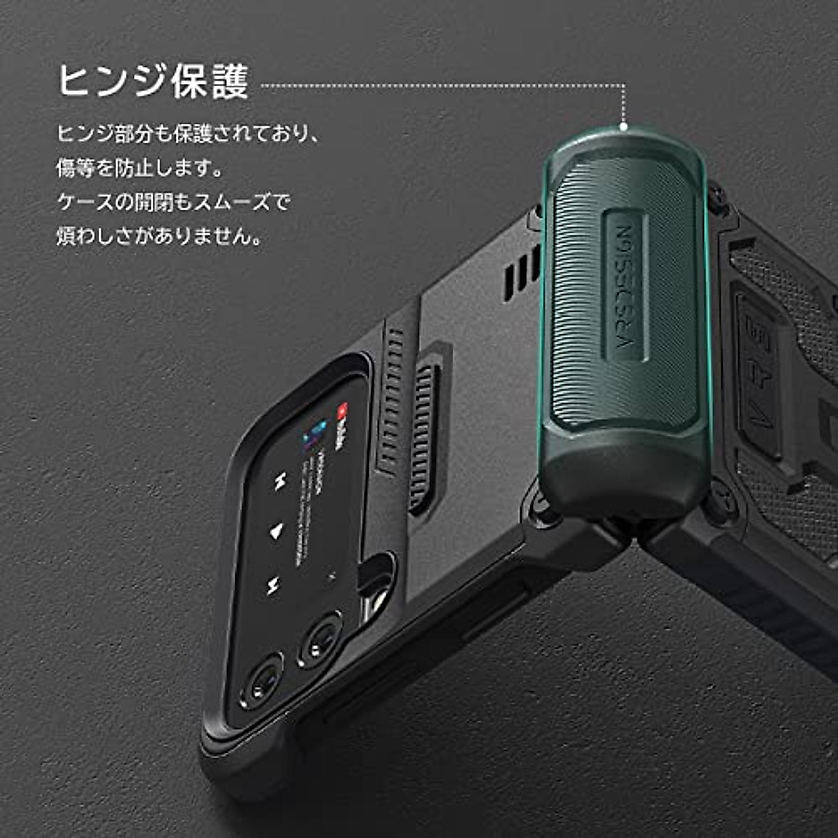 VRS DESIGN Terra Guard Active for Galaxy Z Flip 4 5G (2022), Premium Durable Semi-Auto Hinge Protective Case with Multi-Clip