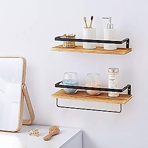 Coral Flower Floating Wall Mounted Shelves for Kitchen, Bathroom,Set of 2, 16.10inch, Brown