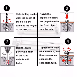 Hex Expansion Bolt Hex Head Nut Sleeve Expansion Screw 304 Stainless Steel External Furniture Bolts, Expanding Shield Anchor Screws Bolts Fastener M6x60mm 5 Pack