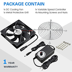 GDSTIME 120mm AC 110V 220V DC 12V Powered Fan with Speed Control, for Receiver Amplifier DVR Playstation Xbox Component Cooling