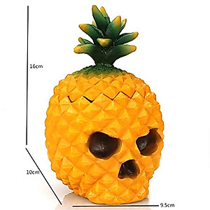 Onefuntech Resin Pineapple Skull Jewelry Storage Box,Skull Head Stationery Holder Skeleton Pen Holder Makeup Organizer Container Office Desk Home Halloween Decoration Ornaments