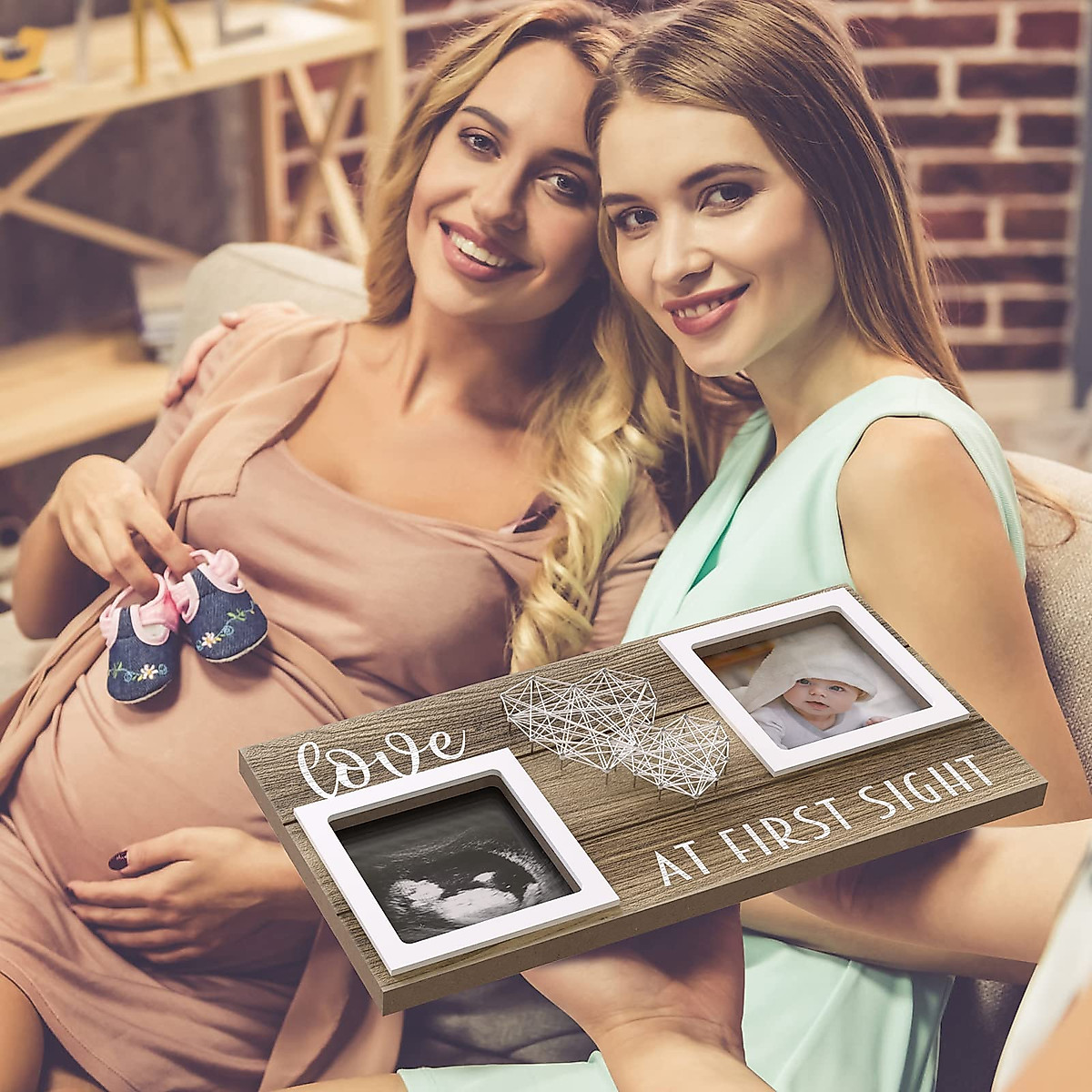 EURSET Baby Sonogram Picture Frame for 3" x 3" Ultrasound Photo - Pregnancy Announcements Ideas - Gender Reveal Baby-Shower Gift - New Mom Expecting Parents to Be Keepsake Gifts - Nursery Décor