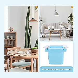 Operitacx Under Desk Drawer Trash Can Sliding Pull- Out Waste Containers Garbage Can Trash Recycling Bins for Kitchen Cabinets Office Desks Sky- Blue