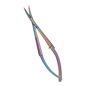 Embroidery Sewing Scissor - Titanium Spring Action Scissor 4.75" - German Stainless Steel, Curved Tip, Snips, Thread Scissor - By The Unique Edge
