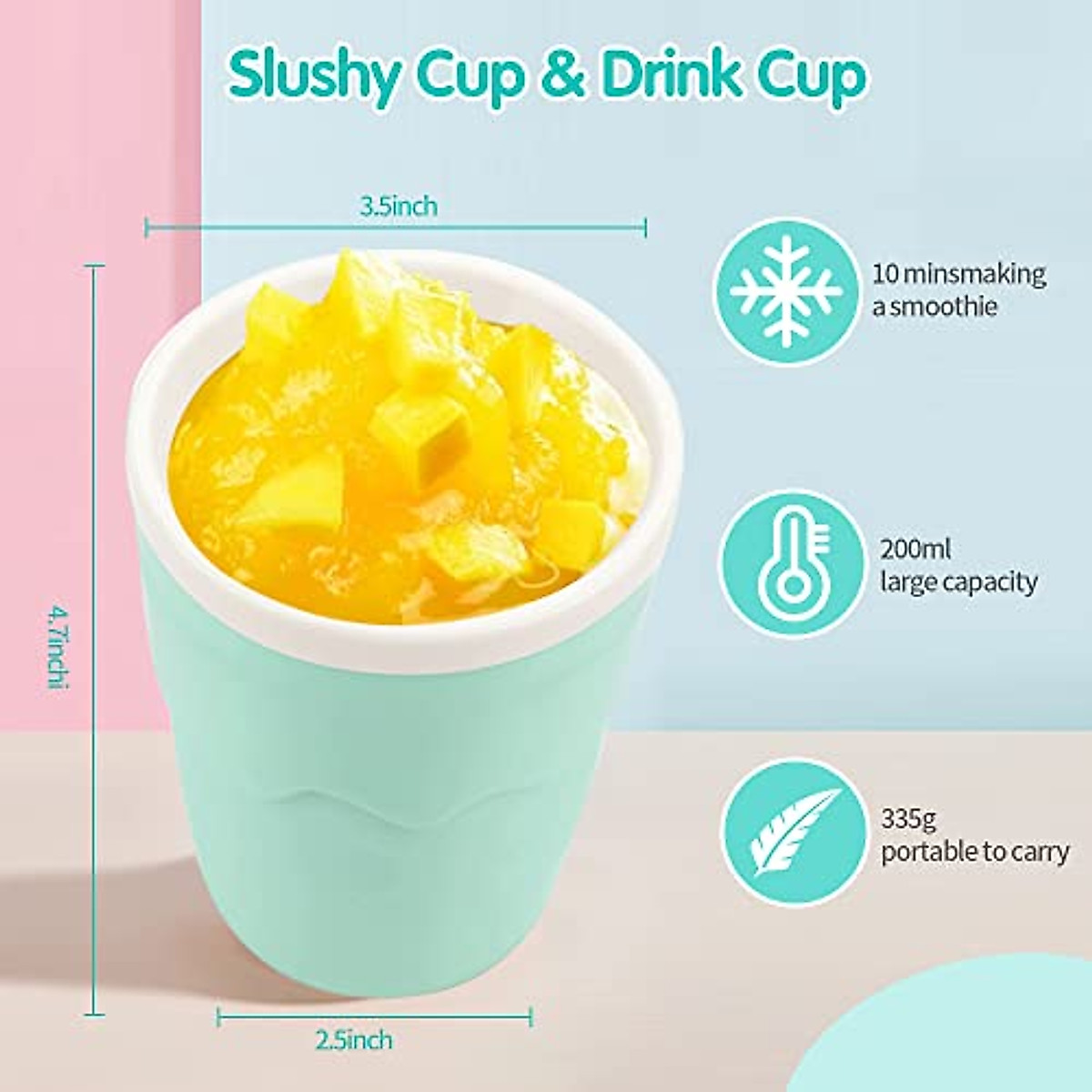 Slushie Maker Cup, Magic Quick Frozen Smoothies Cup, Aluminum Cooling Cup Double Layer Squeeze Cup Slushy Maker, Homemade Ice Cream Maker DIY it for Children and Family