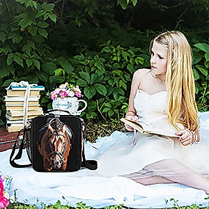 3D Horse Insulated Lunch Bag for School Office Work,Animal Horse Reusable Lunch Tote Bag with Adjustable Shoulder Strap, Leakproof Lunch Box Cooler Bag for Women/Men