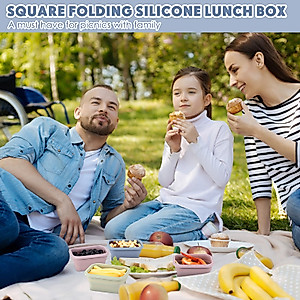 Mifoci 6 Pcs Silicone Food Containers 11.8 oz Collapsible Storage Containers with Airtight Lids Stacking Meal Prep Lunch Leftover Food fruits Storage Foldable Box for Freezer Microwave Dishwasher Safe