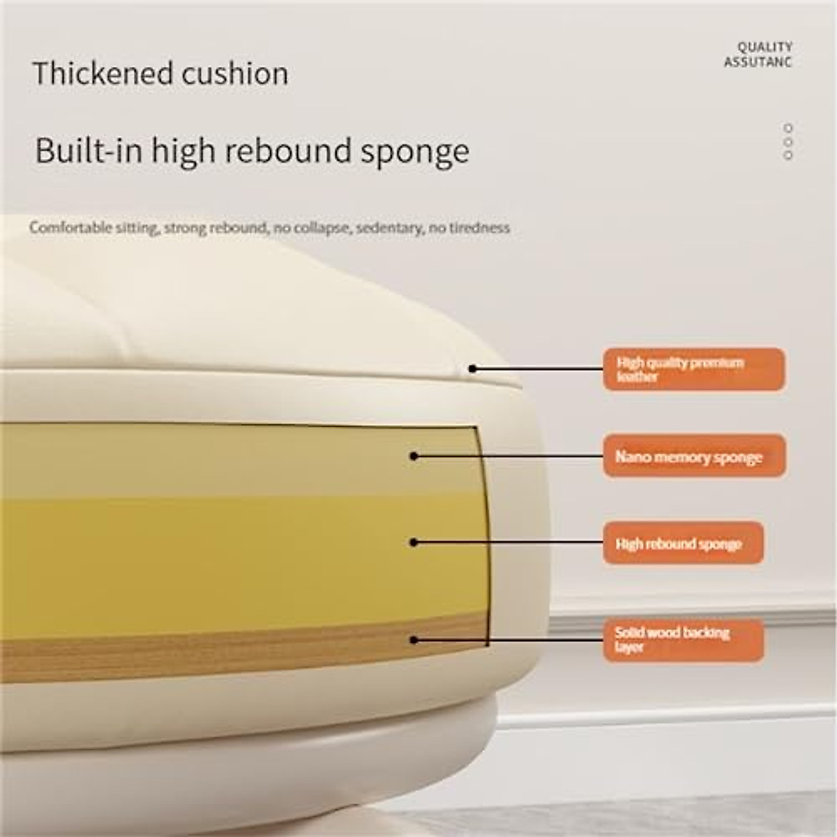 HYMIC Low Roller Stools with Universal Wheel PU Leather Rolling Stool Seats with Mute Wheels for Home Office Fitness Round Roller Seat Stool (Grey)