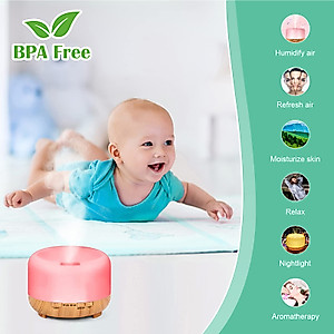 Essential Oil Diffuser Aromatherapy Humidifier: 500ml Grain Ultrasonic Aroma Air Vaporizer for Large Room Quiet Mist Humidifiers Remote Control for Small Baby Bedroom Home, Yellow, (Diffuser-Yellow)