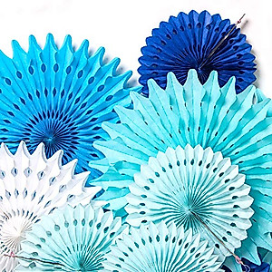 Paper Jazz Blue Paper Fans Decorations Hanging Hollow Fan Snowflake Fans Assorted Color Wedding Birthday Party Supplies