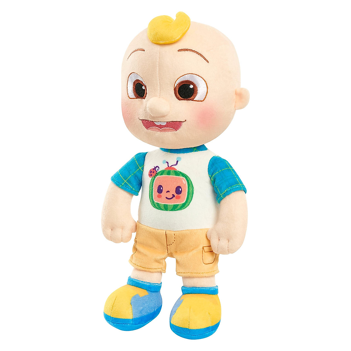 Just Play Cocomelon 100% Recycled Materials 13-inch JJ Plush Stuffed Doll, Super-Soft and Huggable, Kids Toys for Ages 18 Month