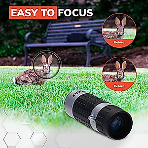 Roxant Monocular Telescope - High Definition Ultra Light Pocket Telescope - Includes Compact Monocular, Neck Strap & Cleaning Cloth, Monoculars for Adults, High Powered Handheld Telescope