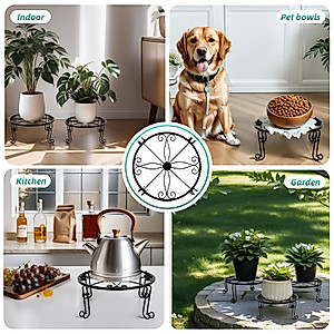 PAITIN 5 Pack Metal Plant Stands,Heavy Duty Flower Pot Stands for Outdoor Indoor Plants,Iron Flower Rack For Garden And Home (Black)