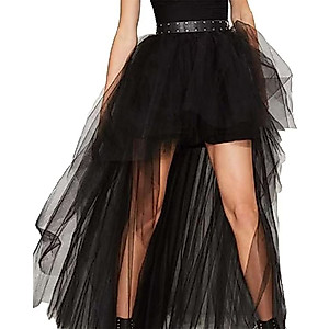 MisShow Women's Tulle Skirt High Low Adult Tutu Layered Short Prom Party Midi Skirt Princess Ballet Nightclub Dress Green