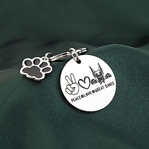 PLITI Great Dane Keychain Great Dane Mom Gift Great Dane Owner Gift Great Dane Lover Gift Peace Love Great Danes Keyring (peace love danes ky)