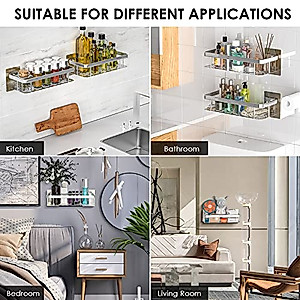 Shower Caddy Shelf, Adhesive Black Bathroom Shower Organizer,No Drilling Wall Mounted Shower Rack,Rustproof Bath Storage Basket for Bathroom,Toilet,Kitchen - 2 Pack