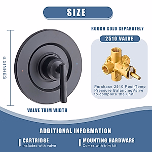 T2901BL Shower Lever Handle Replacement Compateble with Moen T2901BL Gibson Posi-Temp Valve Trim Kit, Chrome Shower Trim Kit Shower Lever Handle (#2510 Valve Required) (Black)