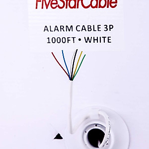 FiveStarCable 22-6 1000 Ft 22 AWG 6 Conductors Alarm Security Wire 22/6 22-6 Security Cable Alarm Audio Power Bulk Cable White