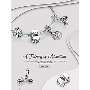 BISAER 925 Sterling Silver Car Charms Vehicle Travel Beads Charm for Bracelets Jewelry Gifts