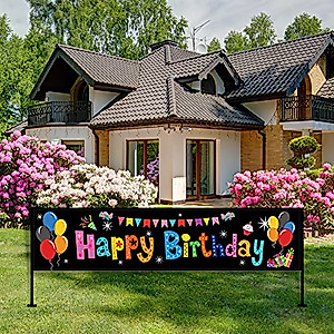Colorful Happy Birthday Yard Banner Large Happy Birthday Yard Sign backdrop It's My Birthday Backdrop Party Indoor Outdoor Car Decorations