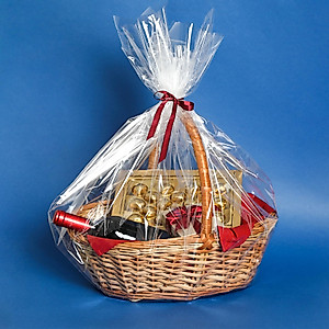 Morepack Large Cello/Cellophane Bags,30x 40 Inches Clear Basket Bags OPP Plastic Cellophane Wrap for Gift Baskets Packaging 5 Pieces