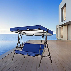 Hzemci Outdoor Patio Swing Cushion Cover Set, Swing Canopy Replacement Cover + Swing Cushion Cover for 3 Seater Swing Outdoor Swing Seat Cover Replacement, 210D Waterproof Silver-Coated Oxford Fabric