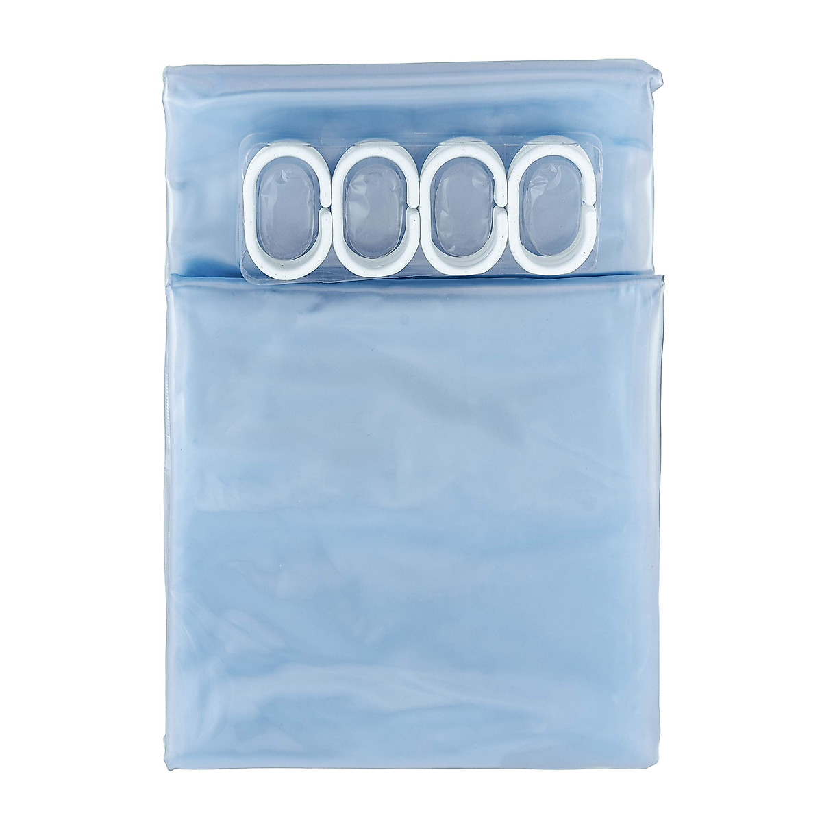 Amazon Basics Clear Vinyl Shower Curtain Liner, Heavyweight Liner with Rust-proof Metal Grommets and Plastic Shower Hooks - 72 x 72 Inches, Clear