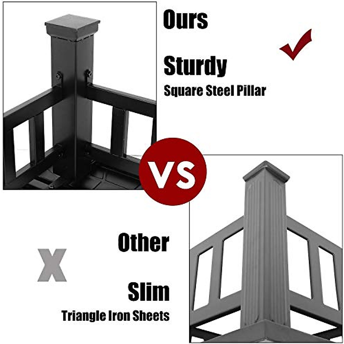 OKVAC 32" Outdoor Fire Pit, Square Metal Fireplace, Multifunctional Wood-Burning Stove w/Spark Screen, Poker, Cover, BBQ Net, Grate, for Outside, Camping, Patio, Picnic, Bonfire, Yard, Garden, Lawn