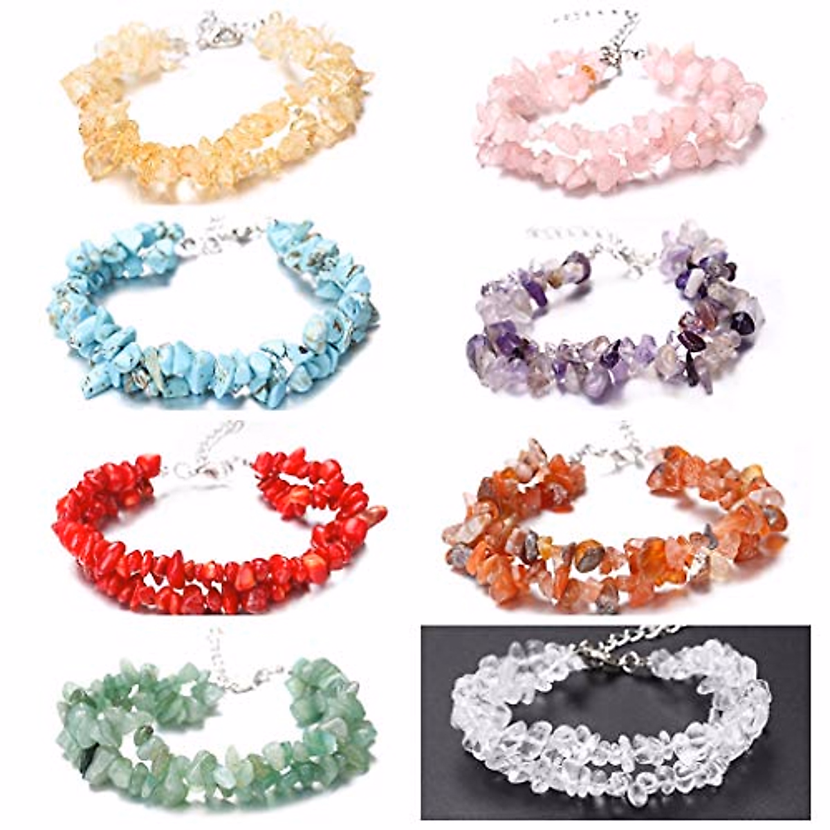 7 Chakra Natural Chip Stone Beads 3-5mm 100g About 500 Pieces Irregular Gemstones Healing Crystal Loose Rocks Bead Hole Drilled DIY for Bracelet Jewelry Making Crafting (3-5mm, 7 Chakra Color Mix)