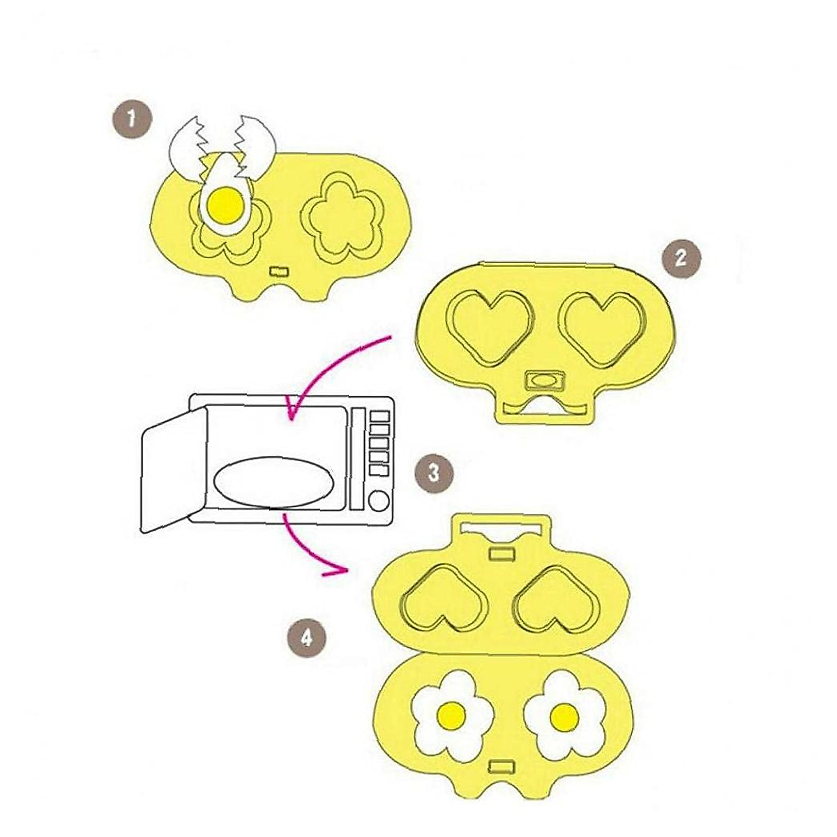 1pc Microwave Egg Cooking Molds Flower Heart Shaped Egg for Muffin Egg Sandwich Breakfast