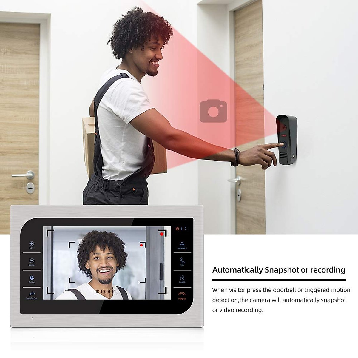 JeaTone 10 Inches Wired Video Intercom System, Doorbell with Camera and Monitor, Home Security System with IP65 Waterproof Doorbell, Night Vision, 1080P HD/2.0MP, Motion Detection, Dual-Way Intercom