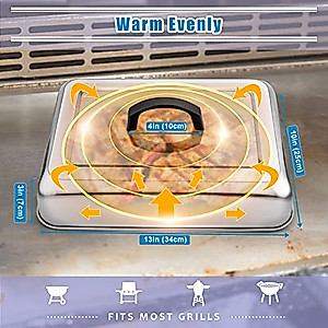 Rectangular Basting Cover, HaSteeL Stainless Steel Cheese Melting Dome Steaming Cover Lid, Heavy Duty Griddle Grill Accessories for Flat Top Teppanyaki BBQ Kitchen Indoor & Outdoor, Dishwasher Safe