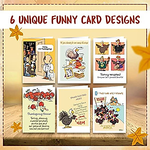 Stonehouse Collection Thanksgiving Cards (Variety Pack) - Set of 18 Boxed Cards & 19 White Envelopes, 5x7 Folded Greeting Card with 6 Unique Designs, Funny Thanksgiving Cards for Family and Friends