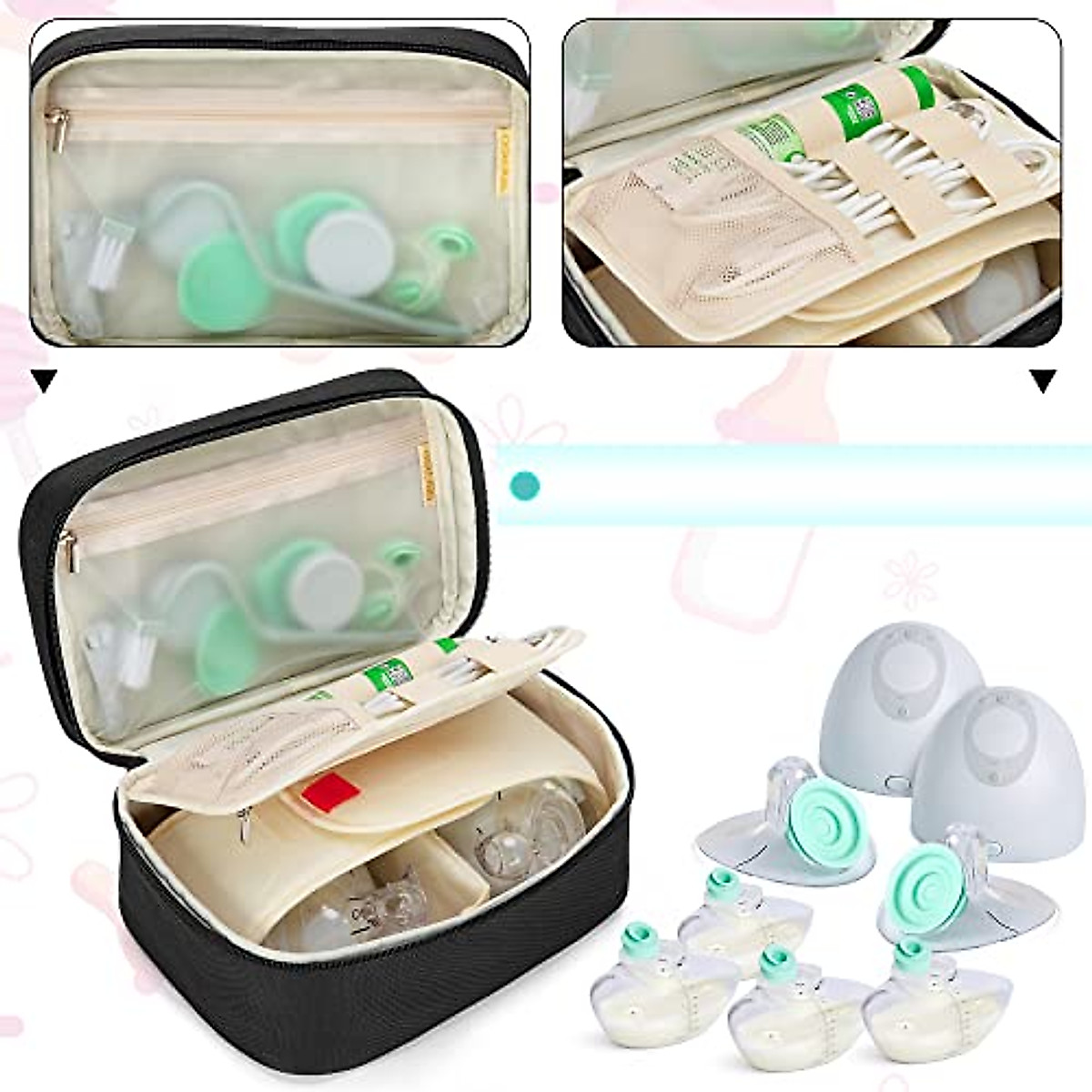 BAFASO Wearable Breast Pump Bag Compatible with Willow and Elvie Breast Pump, Case for Wearable Breast Pump and Extra Parts (Patent Pending), Black