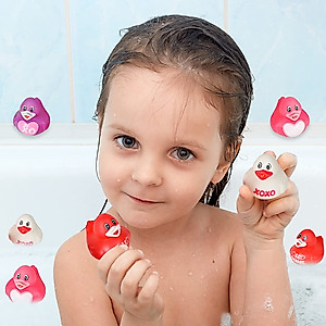 ArtCreativity 2-Inch Valentine's Day Rubber Duckies, Pack of 12, Cute Valentine Bath Toys, Fun Rubber Duckies for Bath, Pool, or Party Decorations, Perfect Valentine’s Day Party Favors