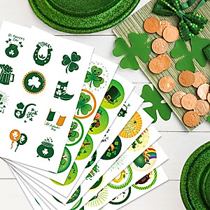 192PCS St.Patrick's Day Stickers Lucky Shamrock Clover Hat Irish Day Themed Sticker,Reward Stickers Kids Self-Adhesive Seals Labels Kids St.Patrick's Day Party Game Activities Favors Supplies Gifts