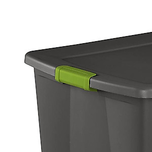 Sterilite 45 Gallon Heavy Duty Plastic Stackable Storage Container Tote with Wheels and Latching Indexed Lid for Home Organization, Gray, 12 Pack