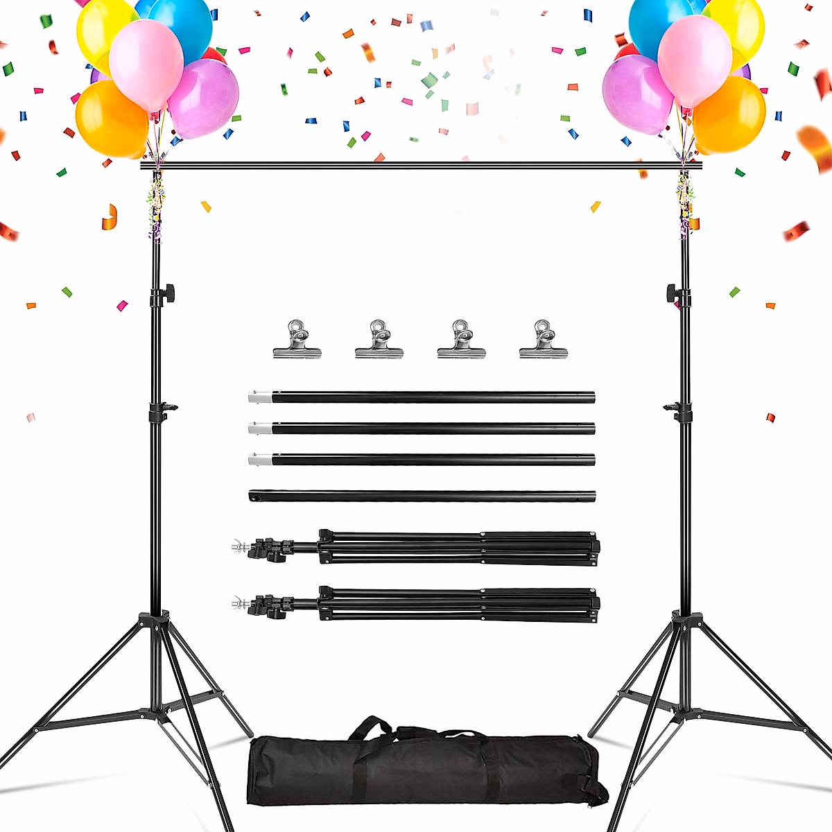 Backdrop Stand Photo Video Studio, 10Ft Wide Adjustable Backdrop Stand, Background Support System Kit with Clamps Carry Bag