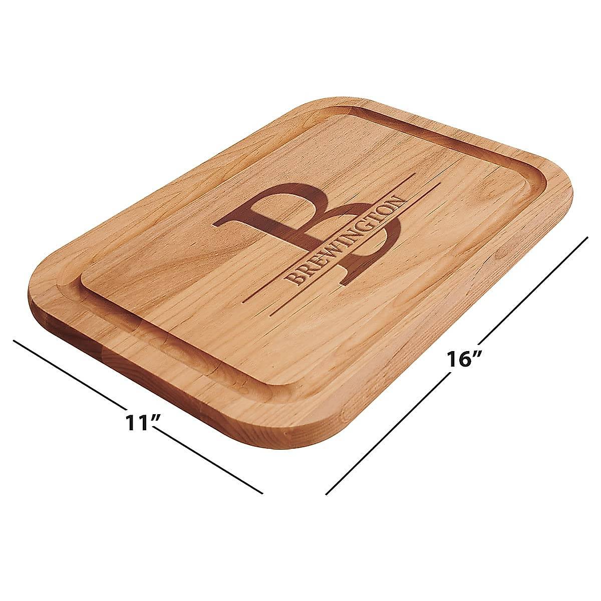 Initial Personalized Red Alder Wooden Cutting Board - Custom Engraved 11 x 16-Inch, Chopping and Serving Boards, Wedding and Housewarming Gifts, Add Initial and Last Name, by Lillian Vernon