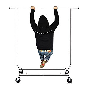 HOKEEPER 250 Lbs Load Capacity Clothes Hanging Garment Racks Portable Heavy Duty Commercial Grade Clothing Rack with Wheels, Chrome Finish