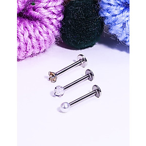 Prjndjw 48Pcs Lip Rings 16G Surgical Steel Labret Studs Monroe Ring Piercing Jewelry for Women Men Conch Cartilage Tragus Helix Earring Barbells 10MM Glow in the Dark