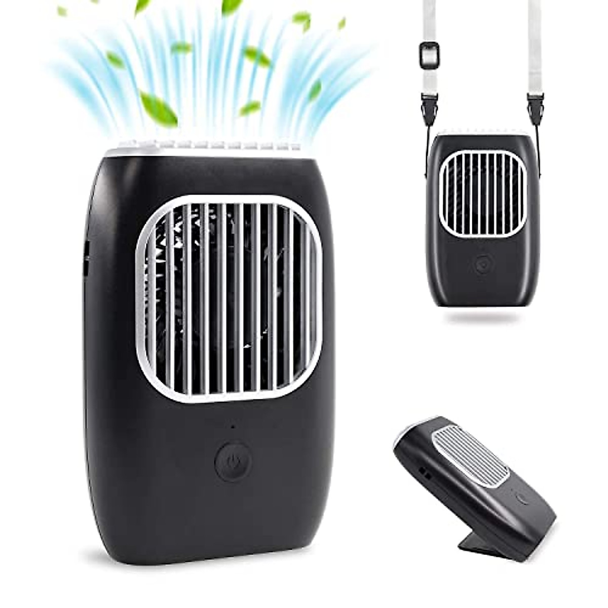 Aluan Handheld Fan + Hands-Free Neck Fan with Lanyard, Rechargeable Battery Operated, Perfect for makeup or travel
