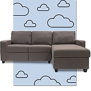 Serta Palisades Reclining Sectional Sofa with Right Storage Chaise, Small Couch with Built-In Storage, Low-Maintenance & Family-Friendly Fabric, Gray
