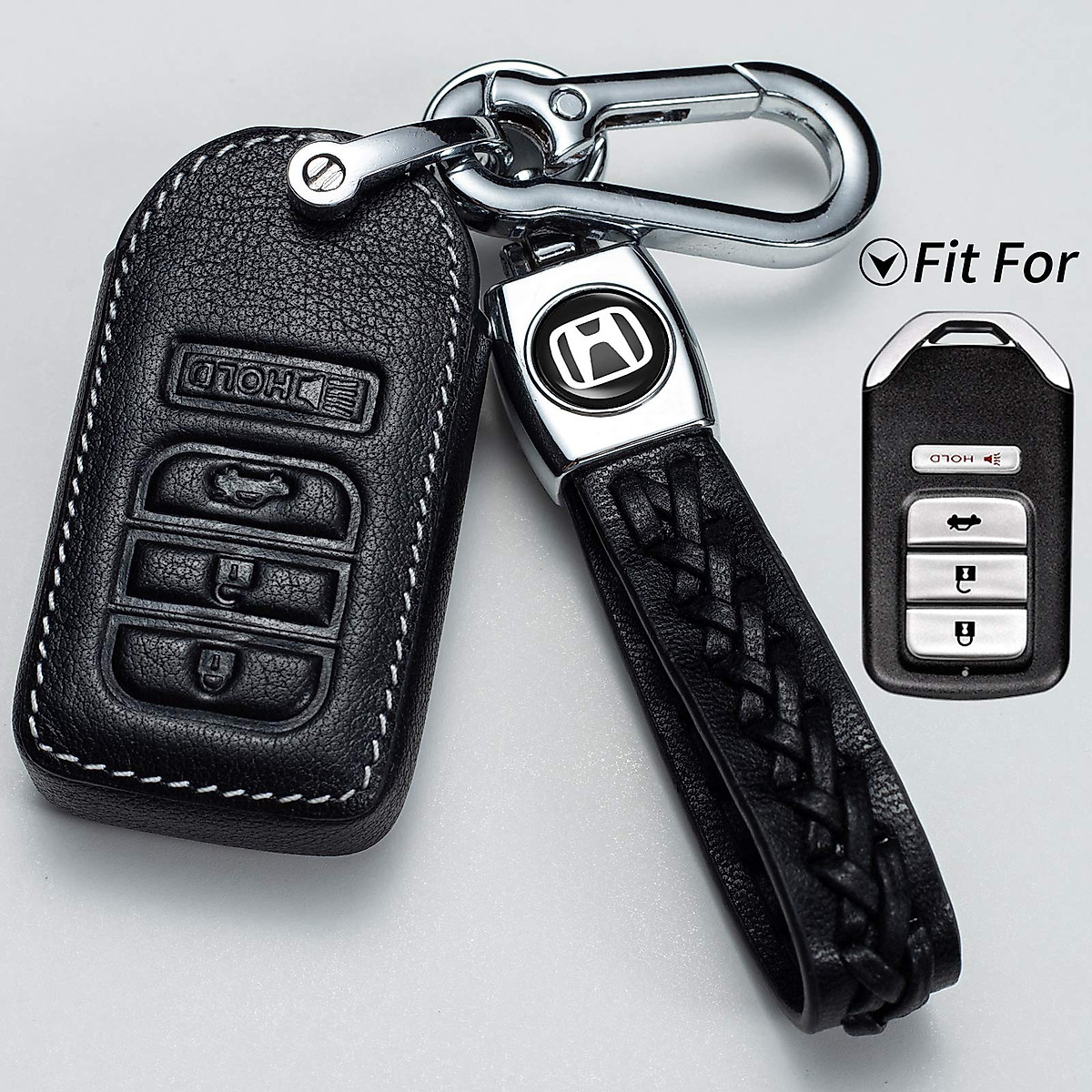 LUMZAG Car Key Cover Key case Replacement for Honda 2019 2018 2017 2016 2015 2014 2013 Honda Accord Civic Crosstour CR-Z CR-V Fit HR-V Odyssey Pilot Key fob Cover case, jdbyps-A(Black)