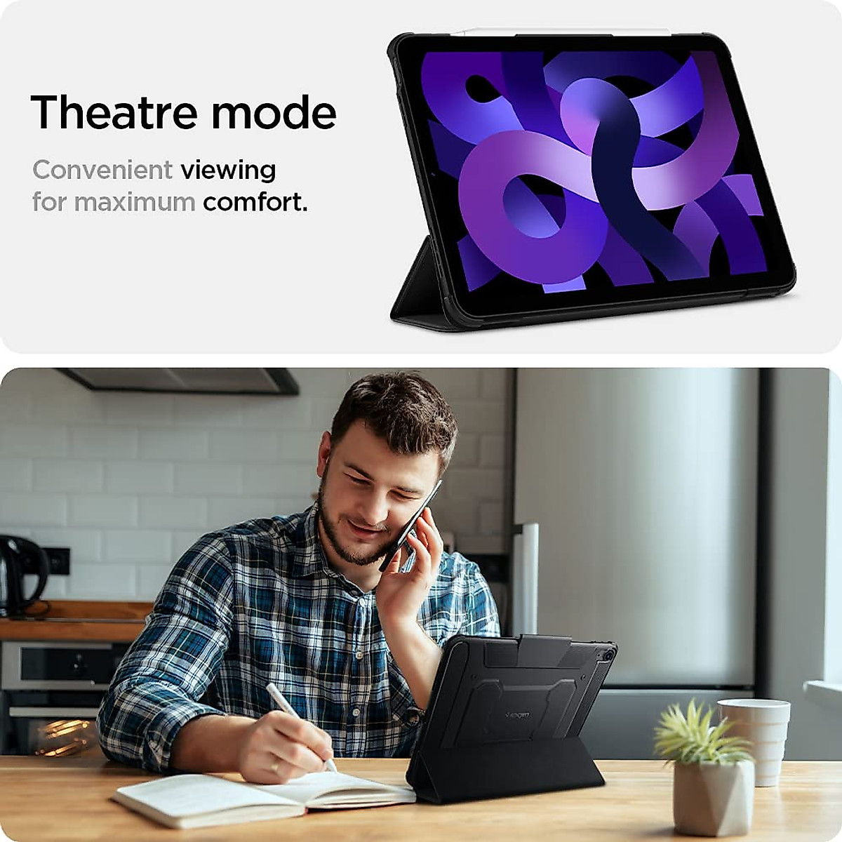 Spigen Rugged Armor Pro Case Compatible with iPad Air 6th M2 (2024) / 5th (2022) / 4th Generation (2020) 11 Inch and 10.9 Inch Case - Black