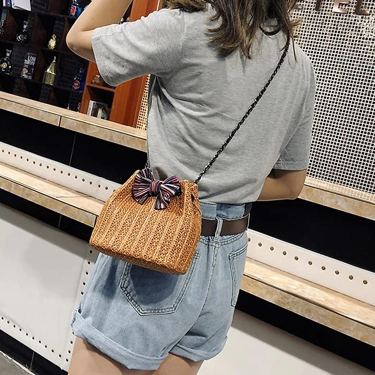 JKUYWX Women's Shoulder Bag Bow Crossbody Bag Women's Tote Bag