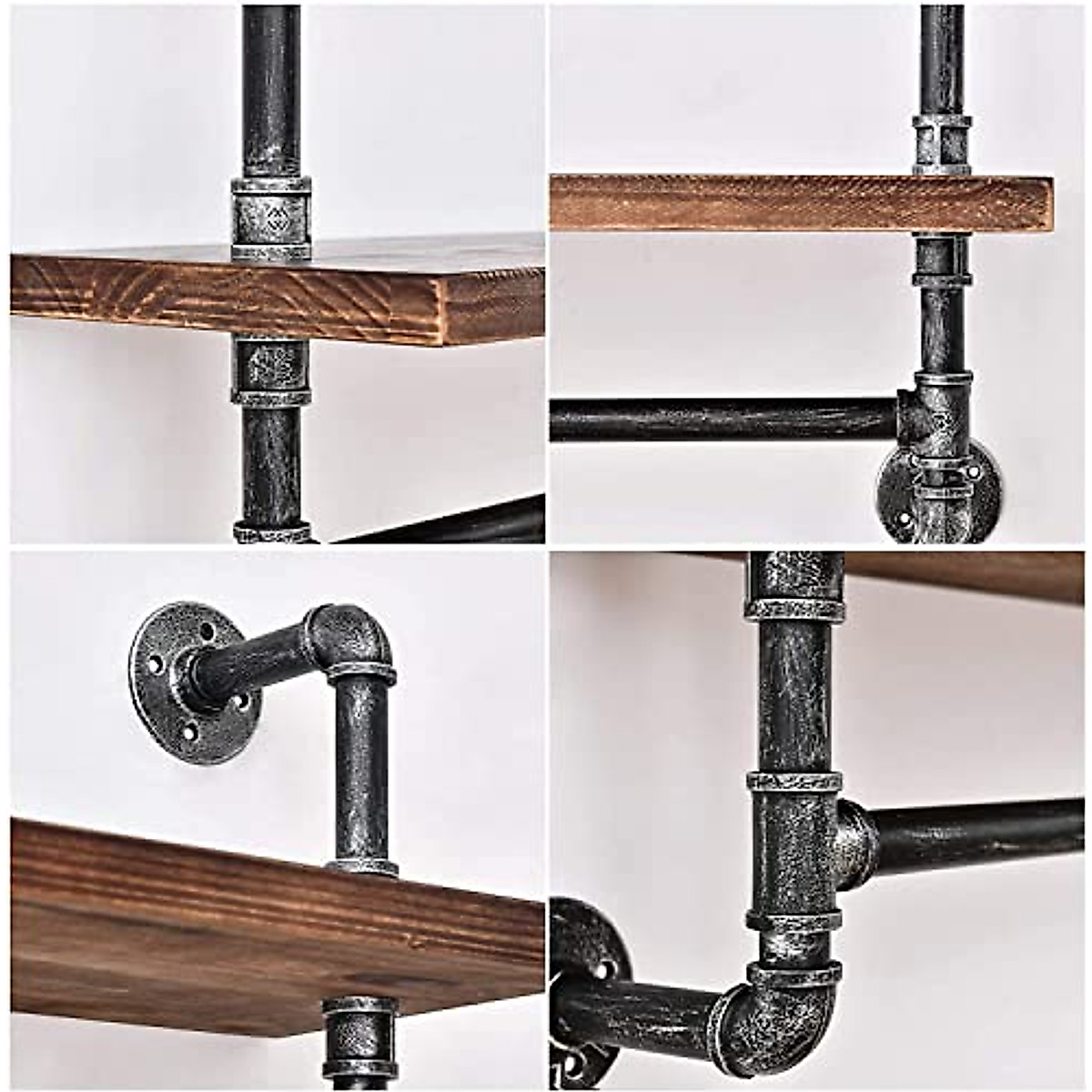 Industrial Bathroom Shelves Rustic Wood Shelves with Towel Bar 24" Farmhouse Shelf for Wall Pipe Shelving-3 Layer